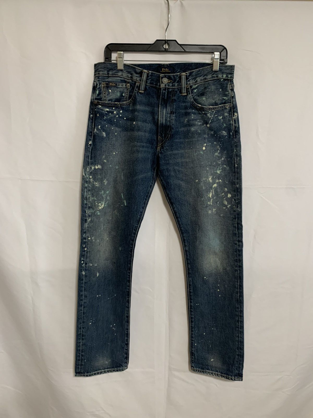 Polo Ralph Lauren The Varick Slim Straight paint splash jeans | Grailed
