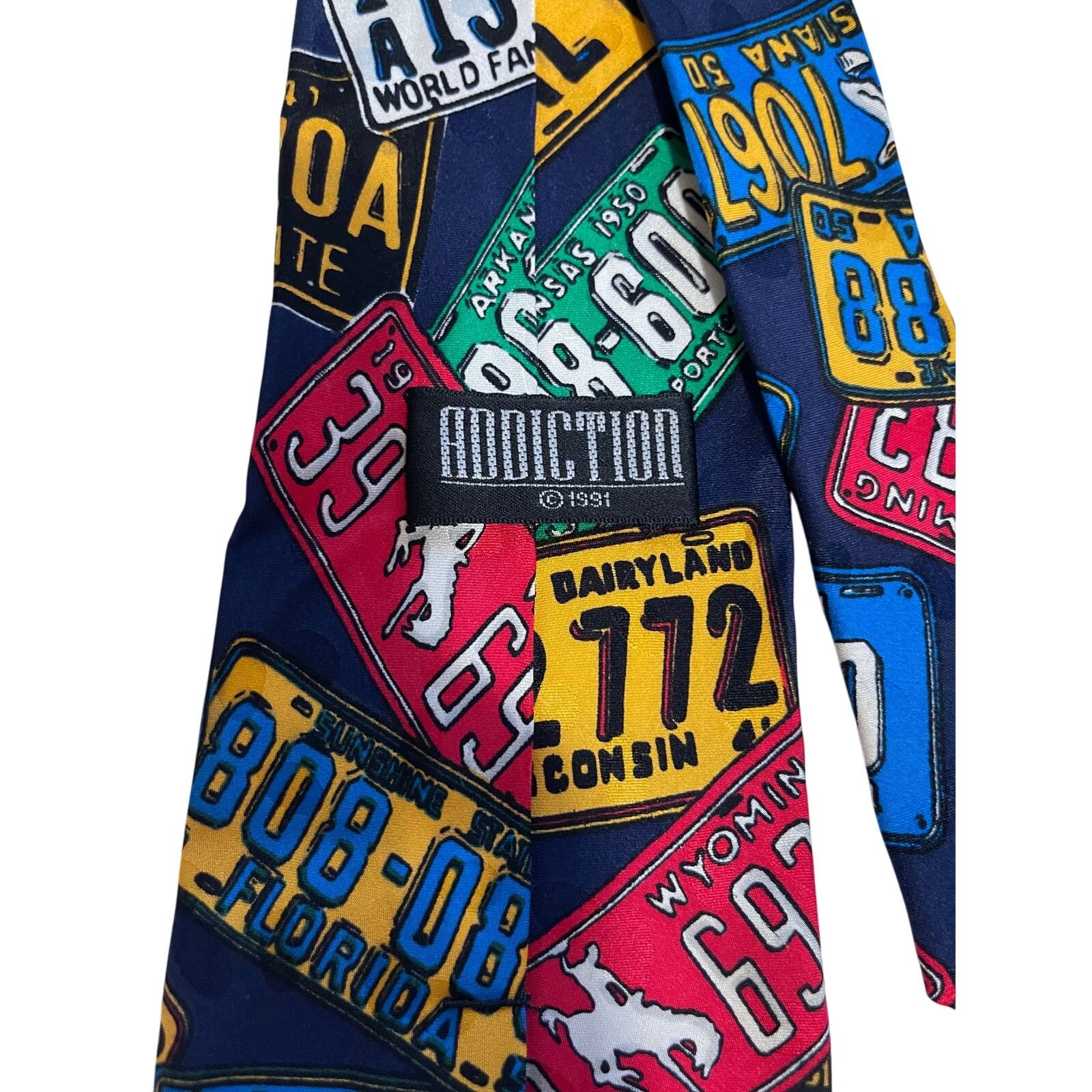 Other Vintage Addiction 100% Silk License Plate Print Necktie | Grailed