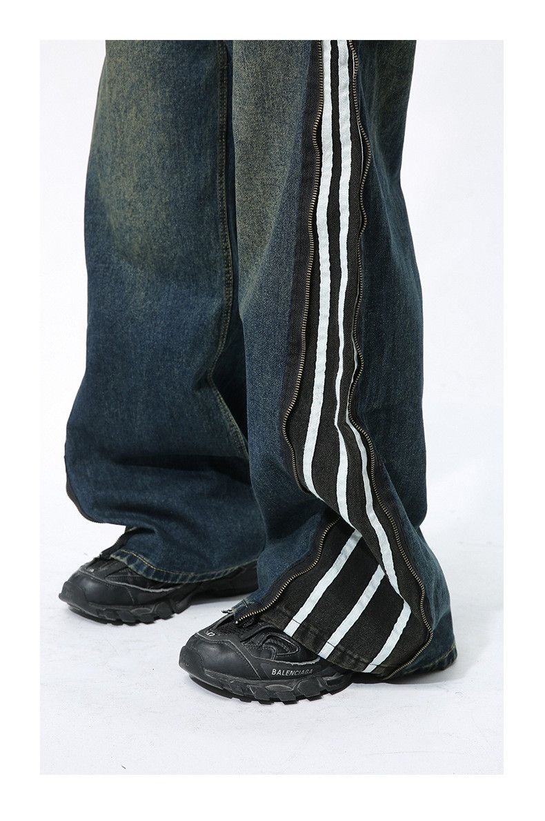 Jean × Streetwear Track Baggy Flared Wide Leg Stack Denim Jeans | Grailed