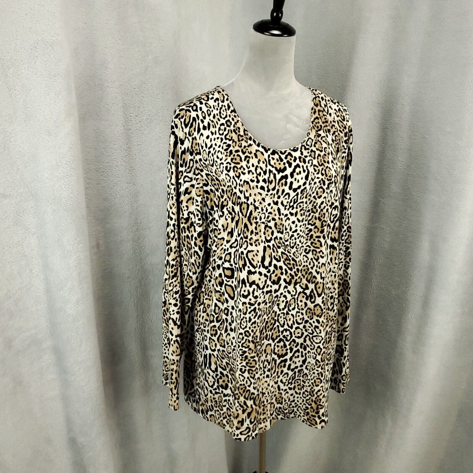 Vintage Chicos 3 Blouse Womens XL Leopard Jaguar Cheetah Animal Print ...