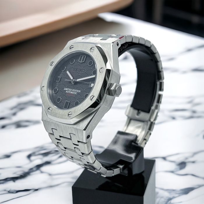 Seiko Seiko Mod Royal Oak Grey Kanagawa Dial Steel Automatic Watch ...