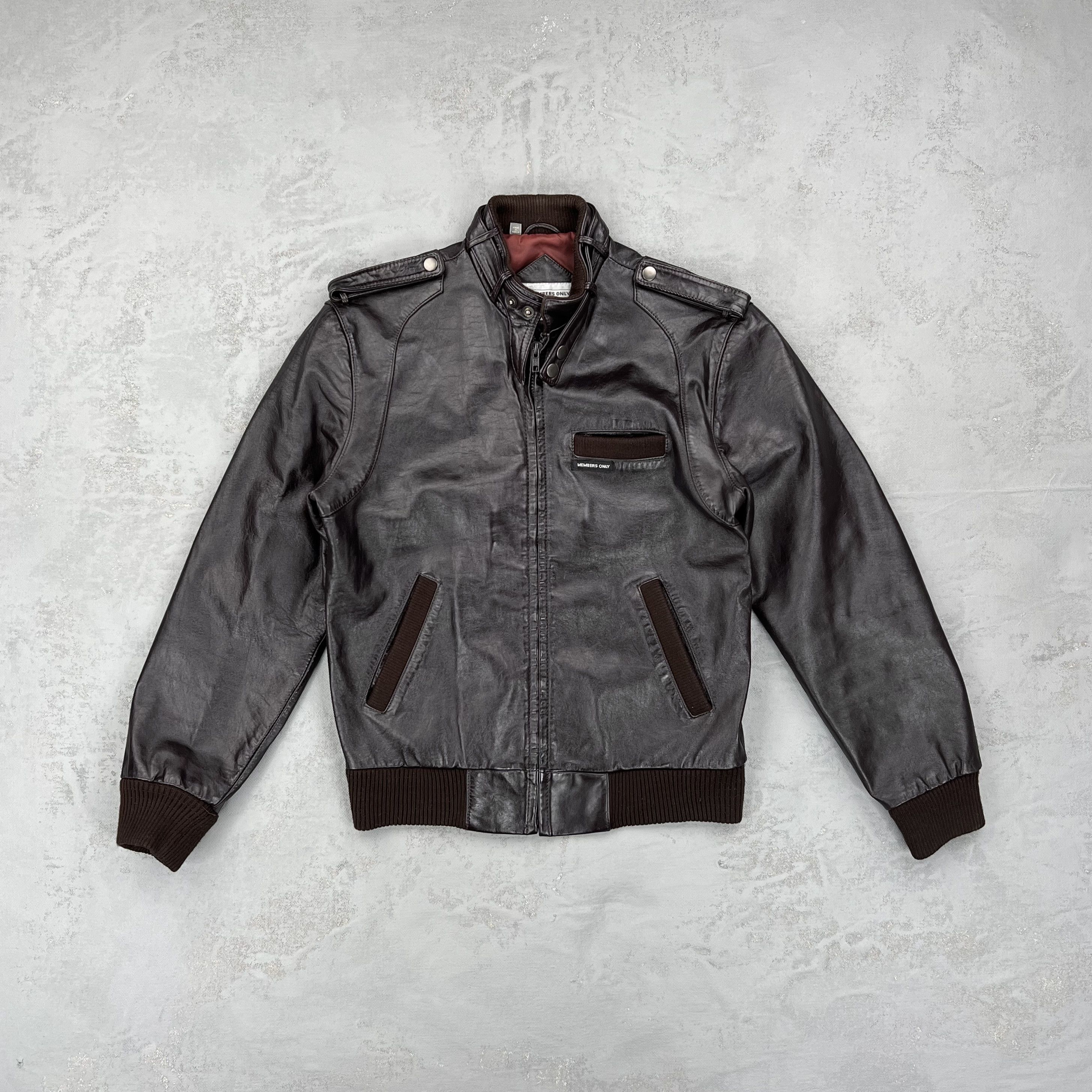 Vintage Vintage 1980s Members Only Dark Brown Leather Racer Jacket ...