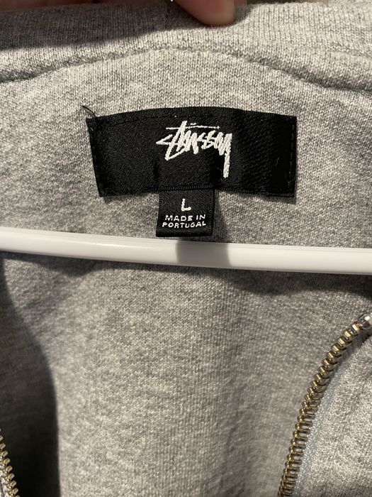 Stussy STUSSY DOUBLE FACE LABEL ZIP HOODIE GREY | Grailed