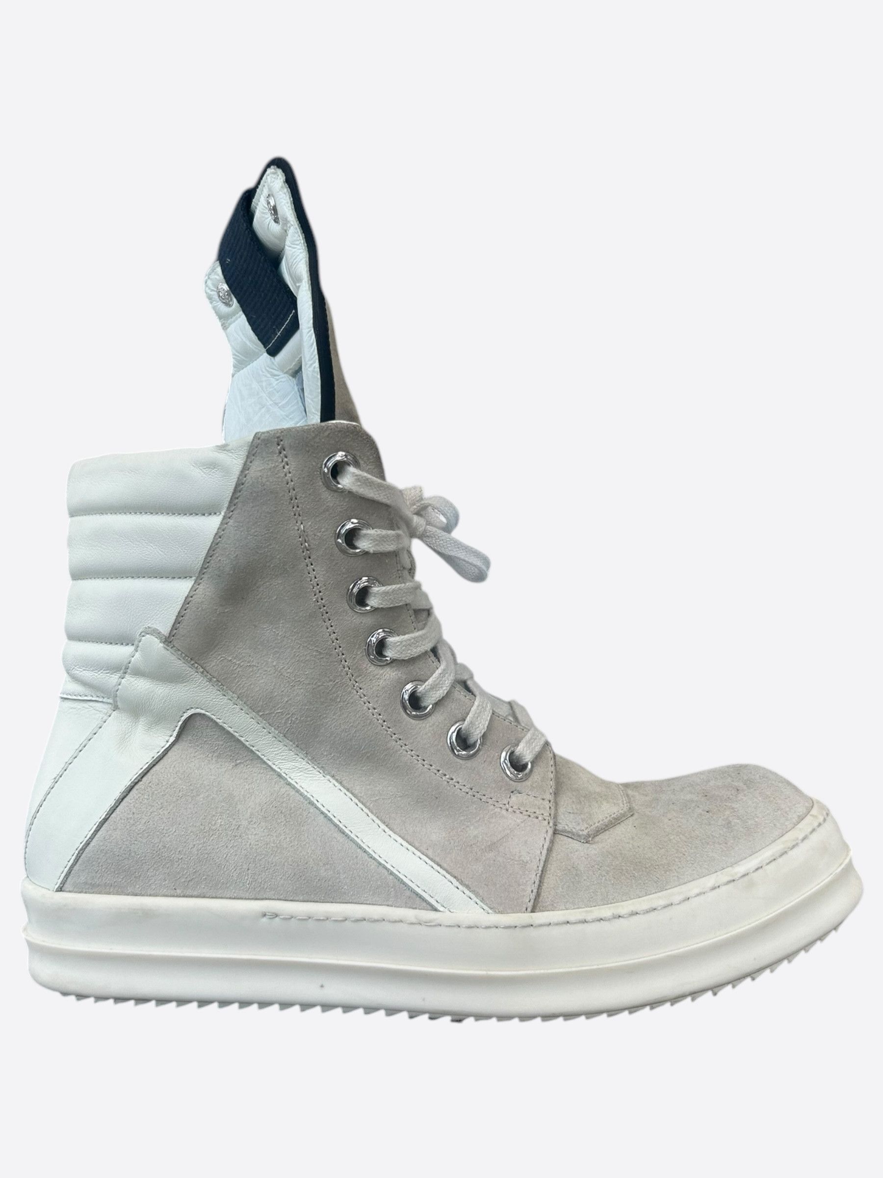 Rick Owens Rick Owens Chrome Hearts Beige & White Geobaskets | Grailed