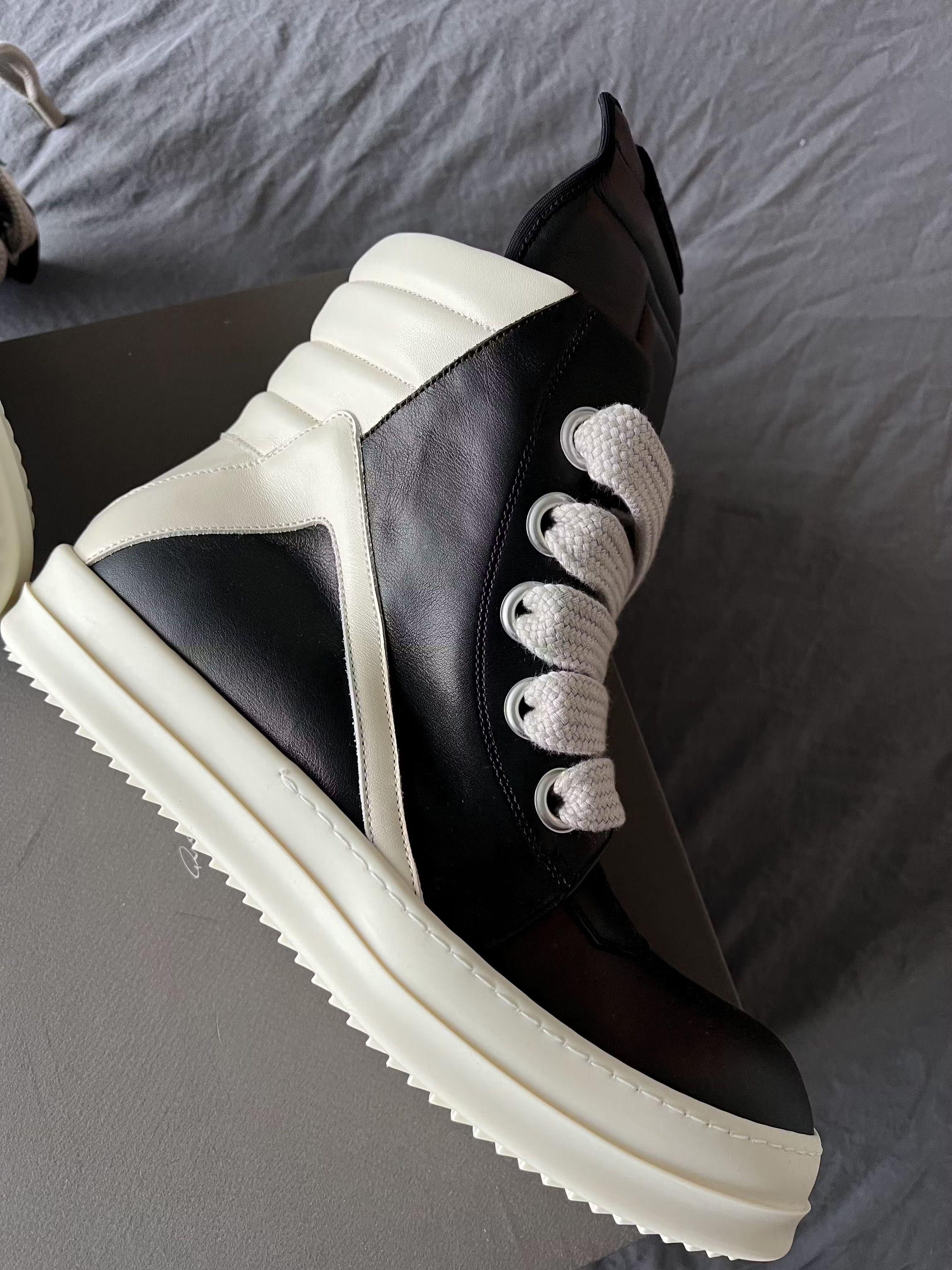 Rick Owens Rick Owens GeoBasket Jumbo Lace Oversized Eyelet Black White ...