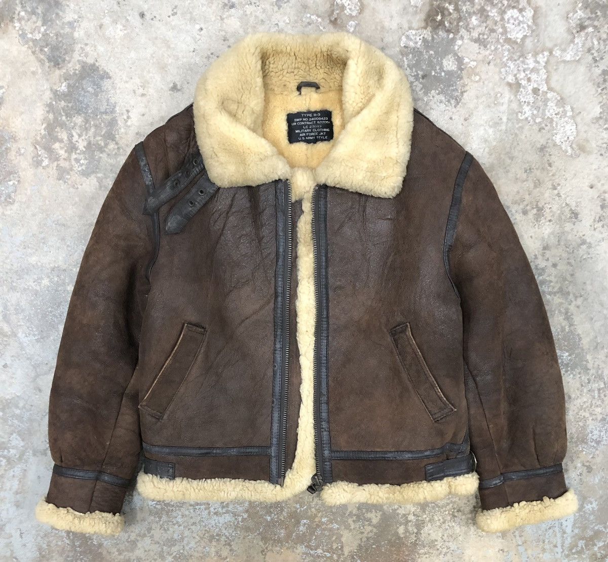 B 3 × Leather Jacket × Vintage Vintage US Army Air Force Sheepskin TYPE ...
