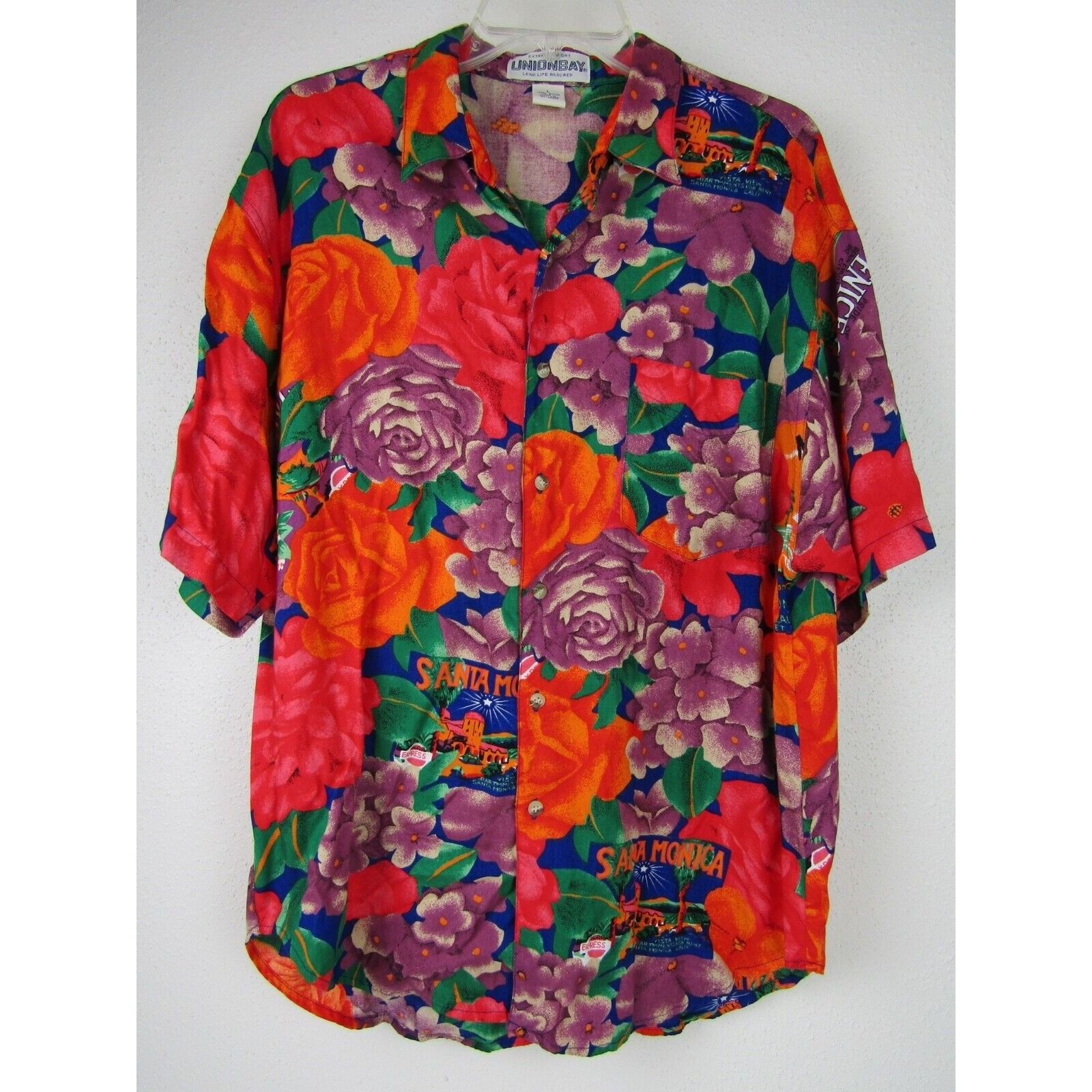 Union Bay VTG Unionbay Santa Monica Hawaiian Shirt Mens Large Floral C ...