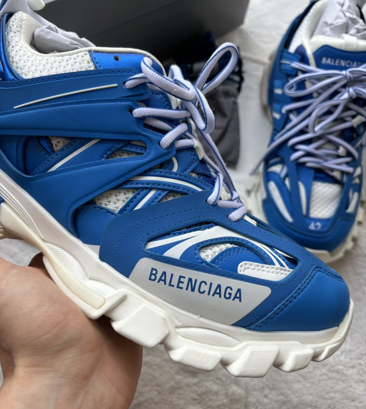 Balenciaga Balenciaga Blue/White LED Tracks | Grailed