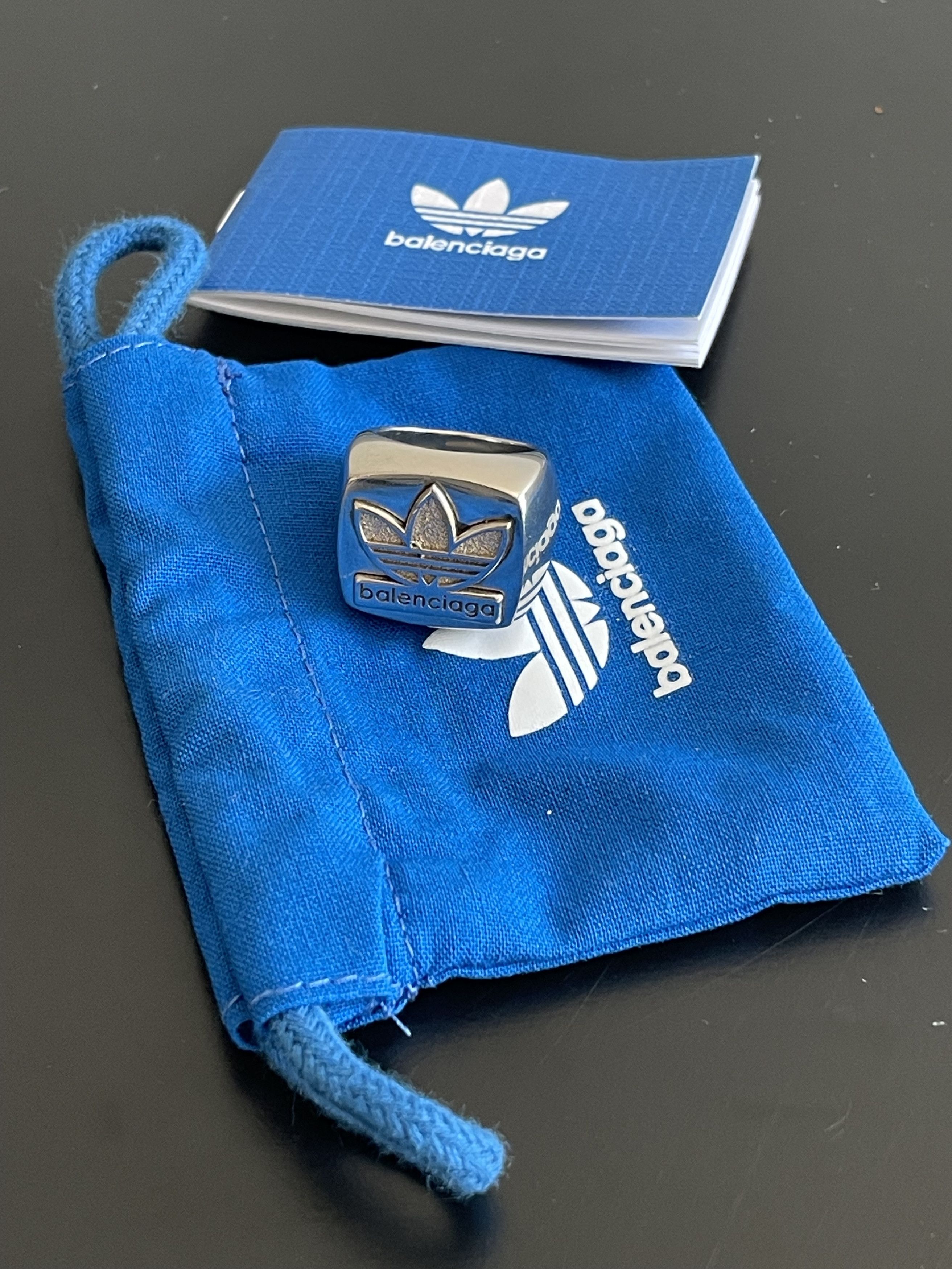 Adidas × Balenciaga New Recycled Sterling Silver Trefoil Signet Ring ...