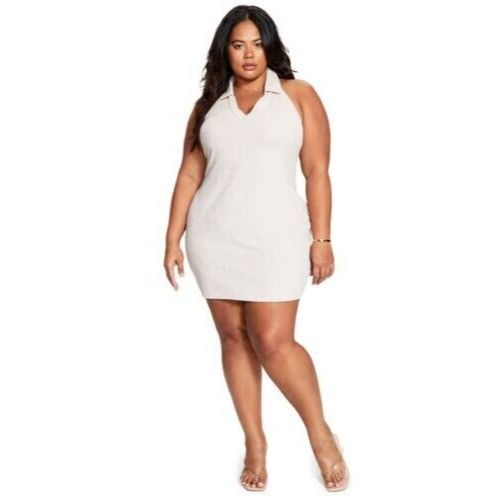 Bar Iii BAR III Trendy Plus Size Terry Halter Mini Dress, Naturally ...