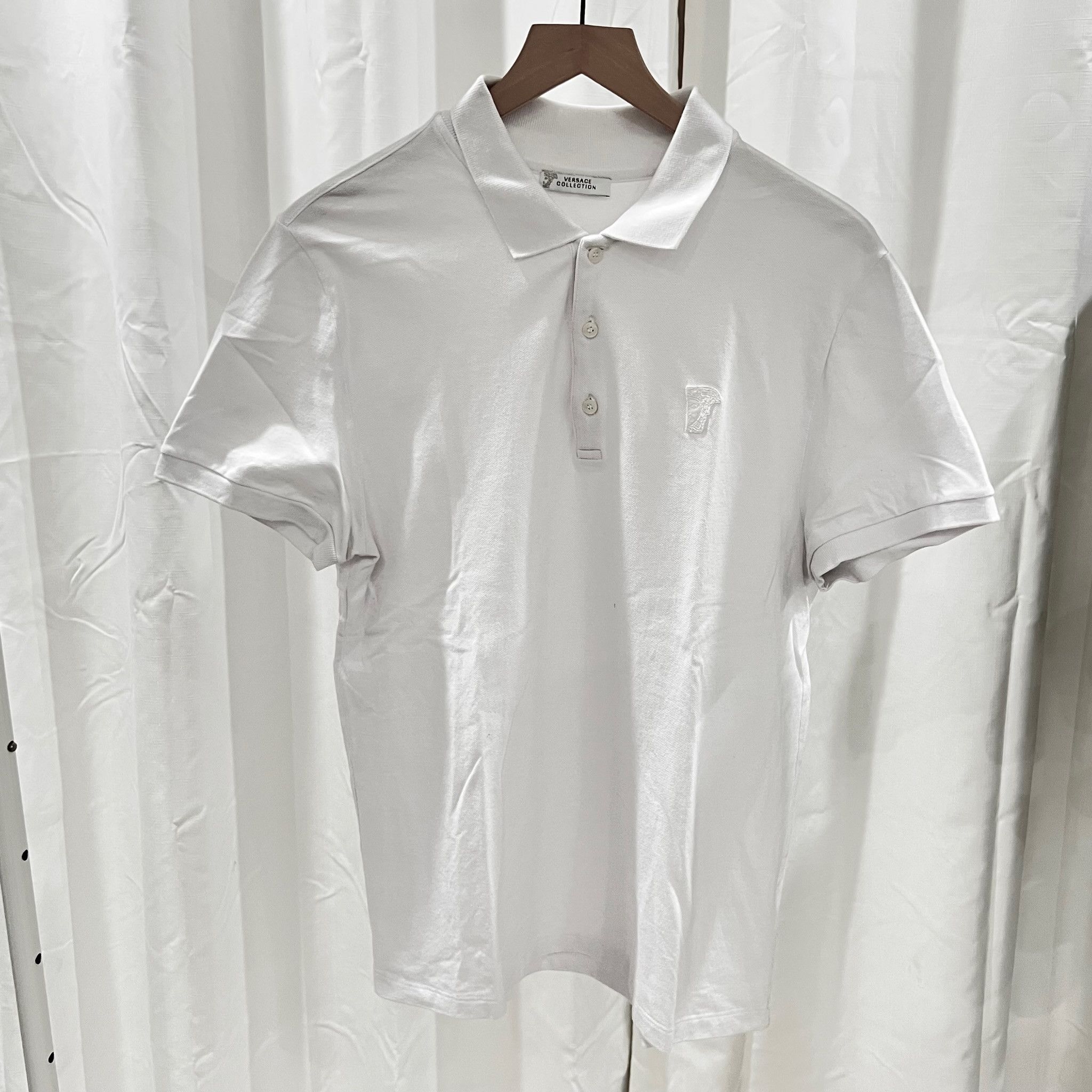Versace Versace Collection White Half Face Medusa Logo Polo Shirt | Grailed