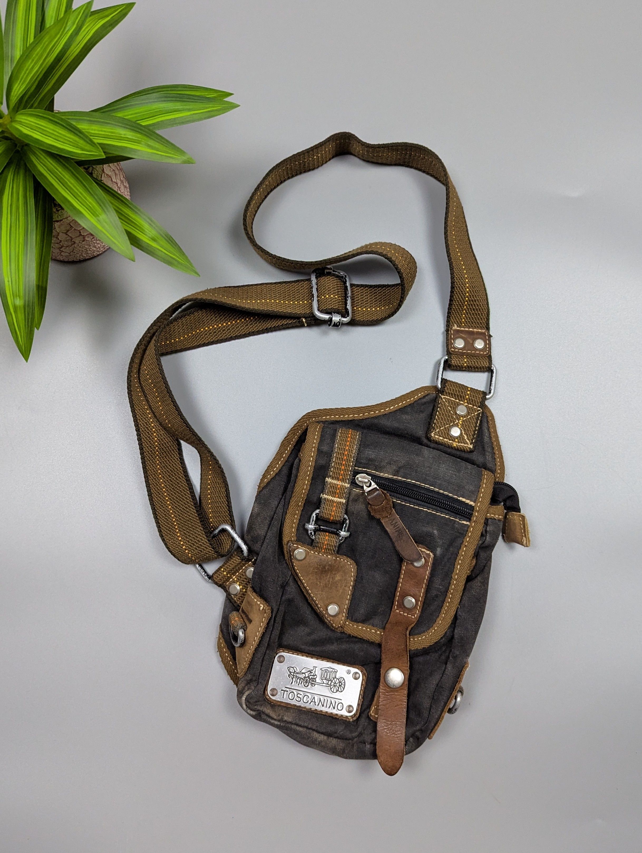 Vintage Toscanino VTG Italy Y2K Distressed Denim Crossbody | Grailed