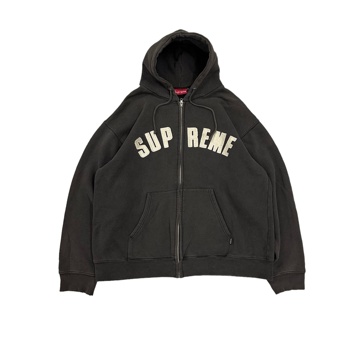 Supreme Vintage Supreme Zip Up Distressed Hoodie | Grailed