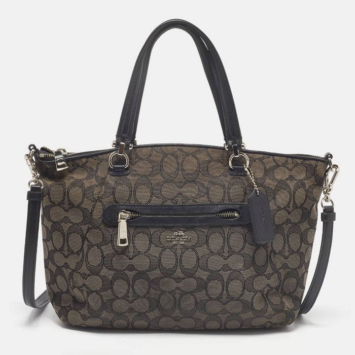 Coach COACH Grey/Black Signature Canvas and Leather Prairie Signature ...