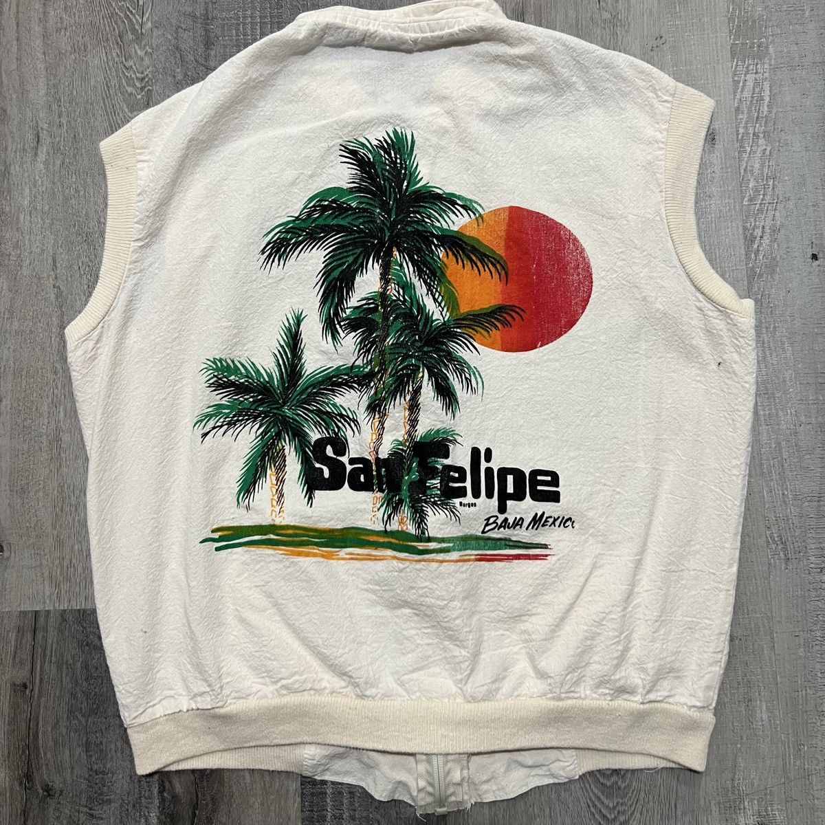 Vintage VTG San Felipe Baja Mexico 70s Palm Tree Beach Vest | Grailed