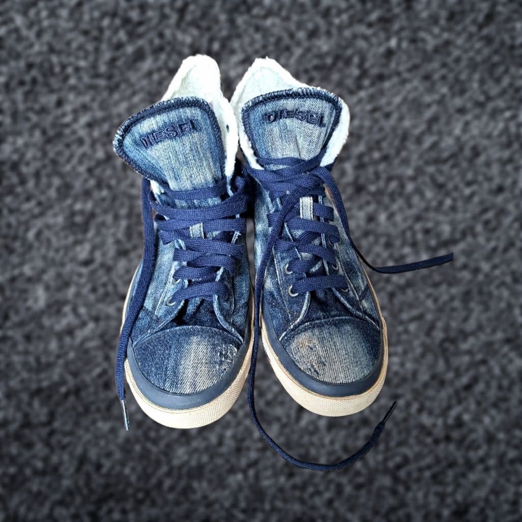 Diesel VINTAGE Diesel Men 9.0US High-Cut Sneakers Denim & Fur Luxury ...