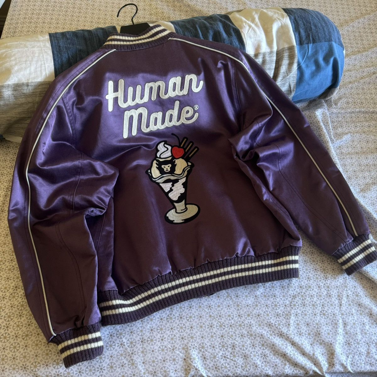 Human Made HUMAN MADE VARSITY SATIN JACKET | Grailed