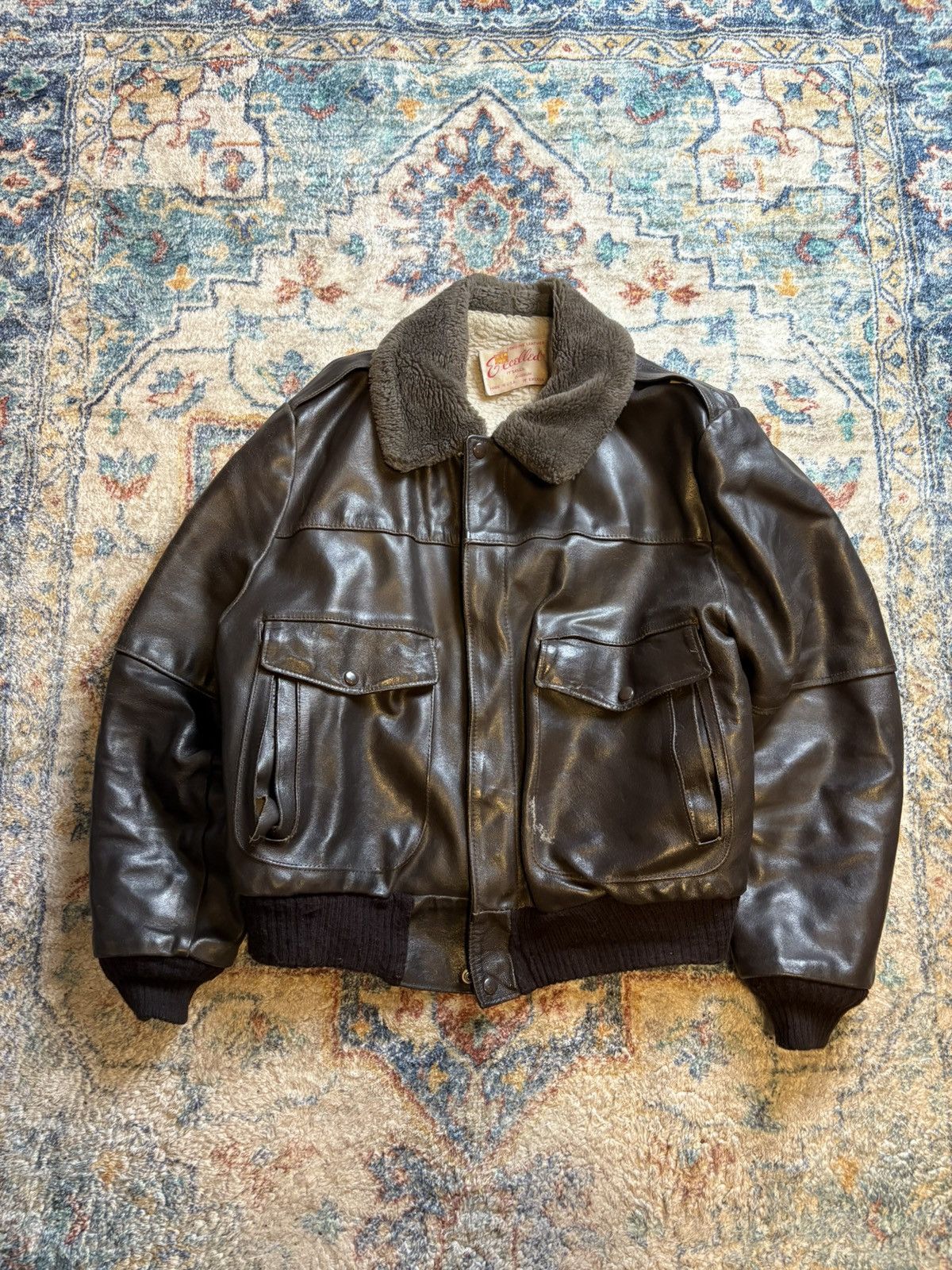 Vintage Vintage 60s 70s Excelled Sherpa Lined Brow Leather Jacket | Grailed