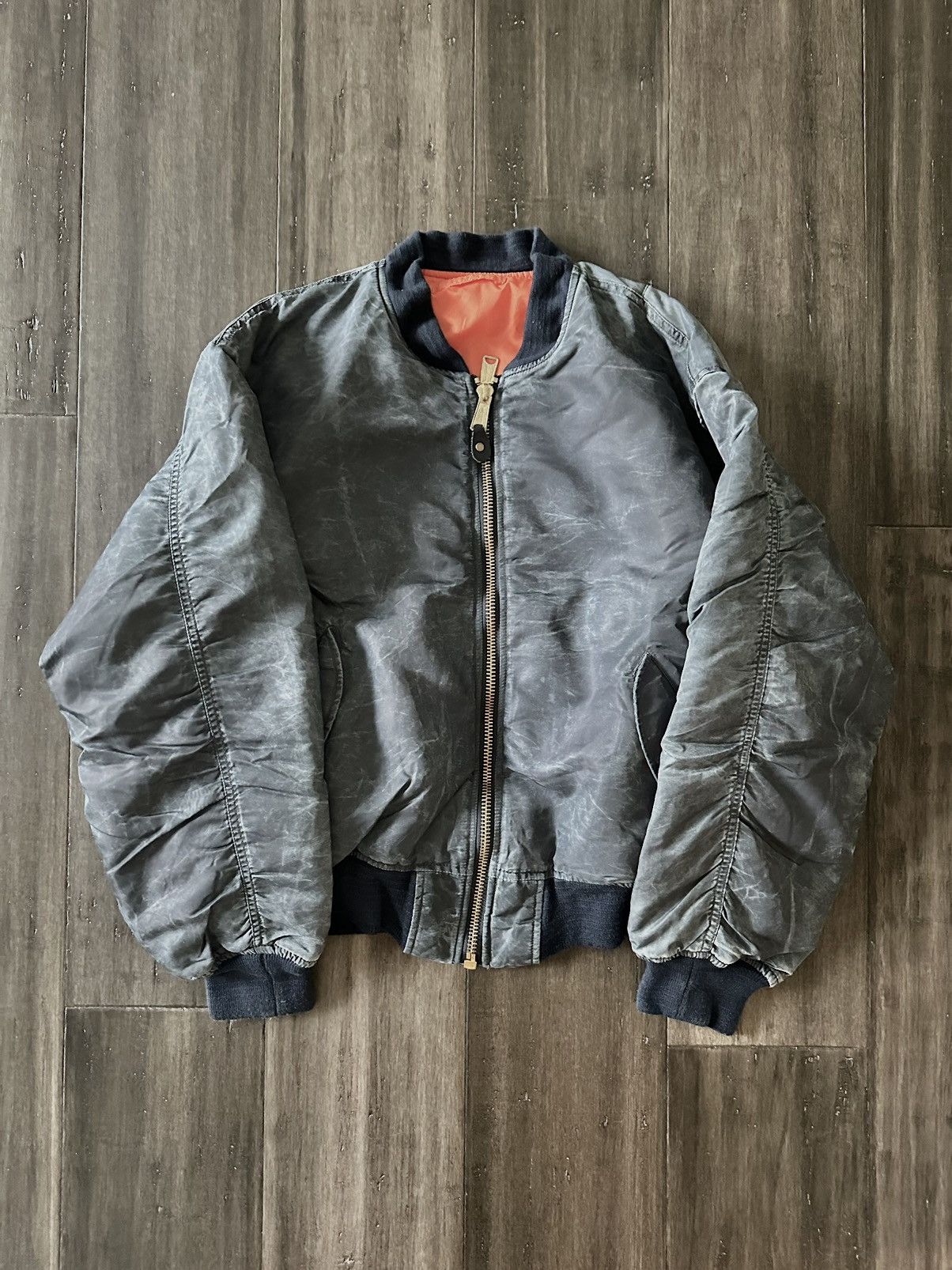 Bomber Jacket × Vintage Vintage Flyer’s Intermediate MA-1 Bomber Jacket Washed Gray | Grailed