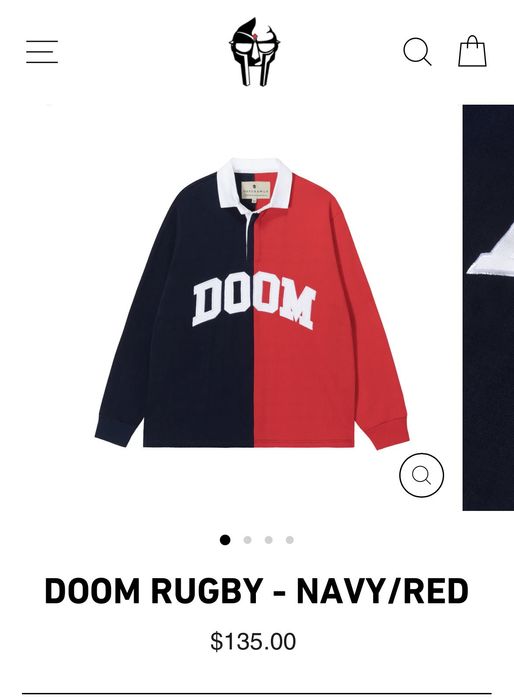 Mf Doom MF DOOM/GASDRAWLS DOOMSDAY RED/NAVY/WHITE RUGBY | Grailed
