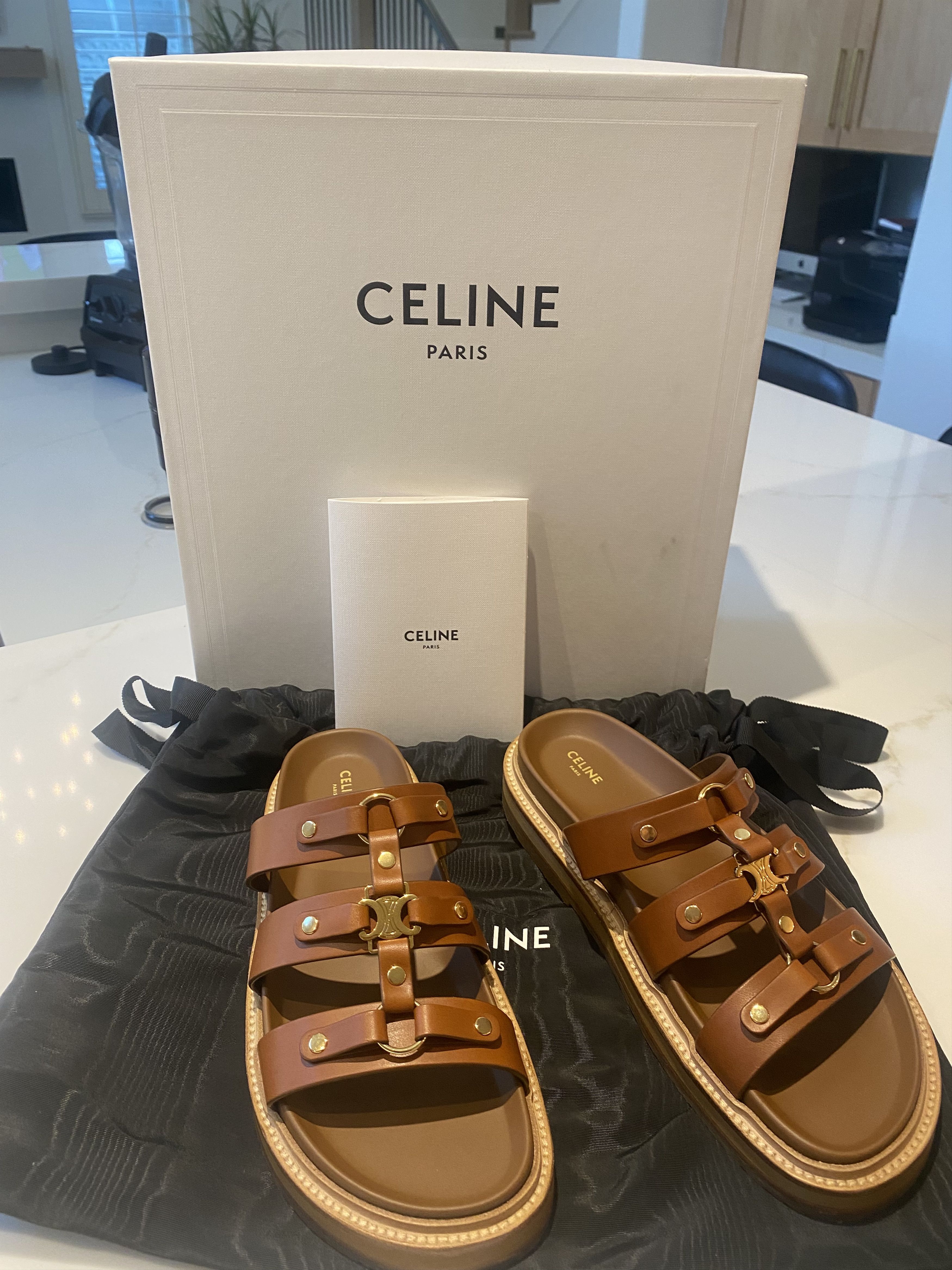 Celine Celine Tippi Calfskin Slides | Grailed