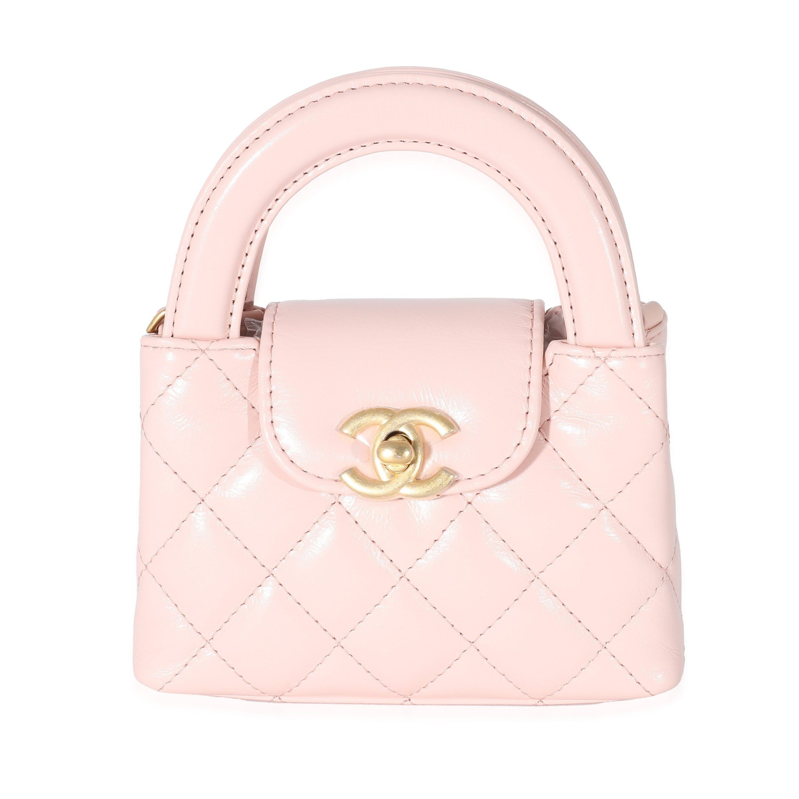 Chanel Chanel 23K Coral Pink Quilted Shiny Aged Calfskin Mini Nano ...