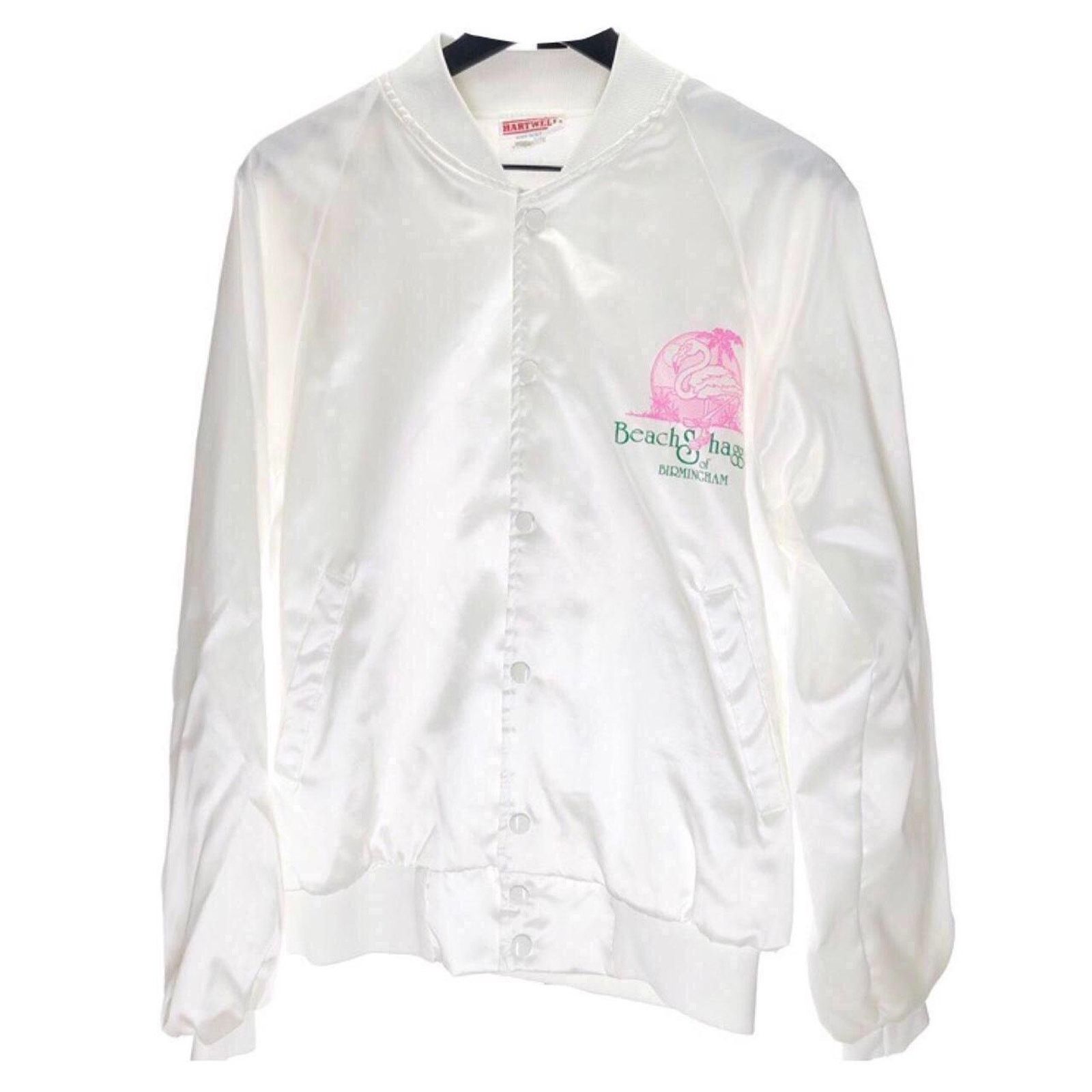Vintage 90s Beach Shaggers white satin bomber jacket 1990s vintage ...