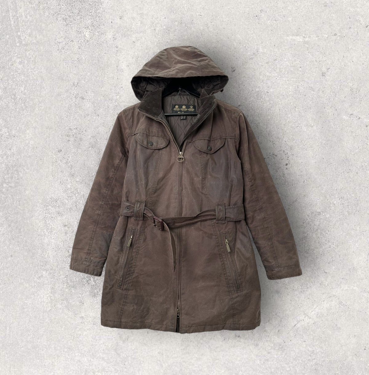 Barbour BARBOUR Cameron Belted Hooded Quilted Lined Wax Jacket | Grailed