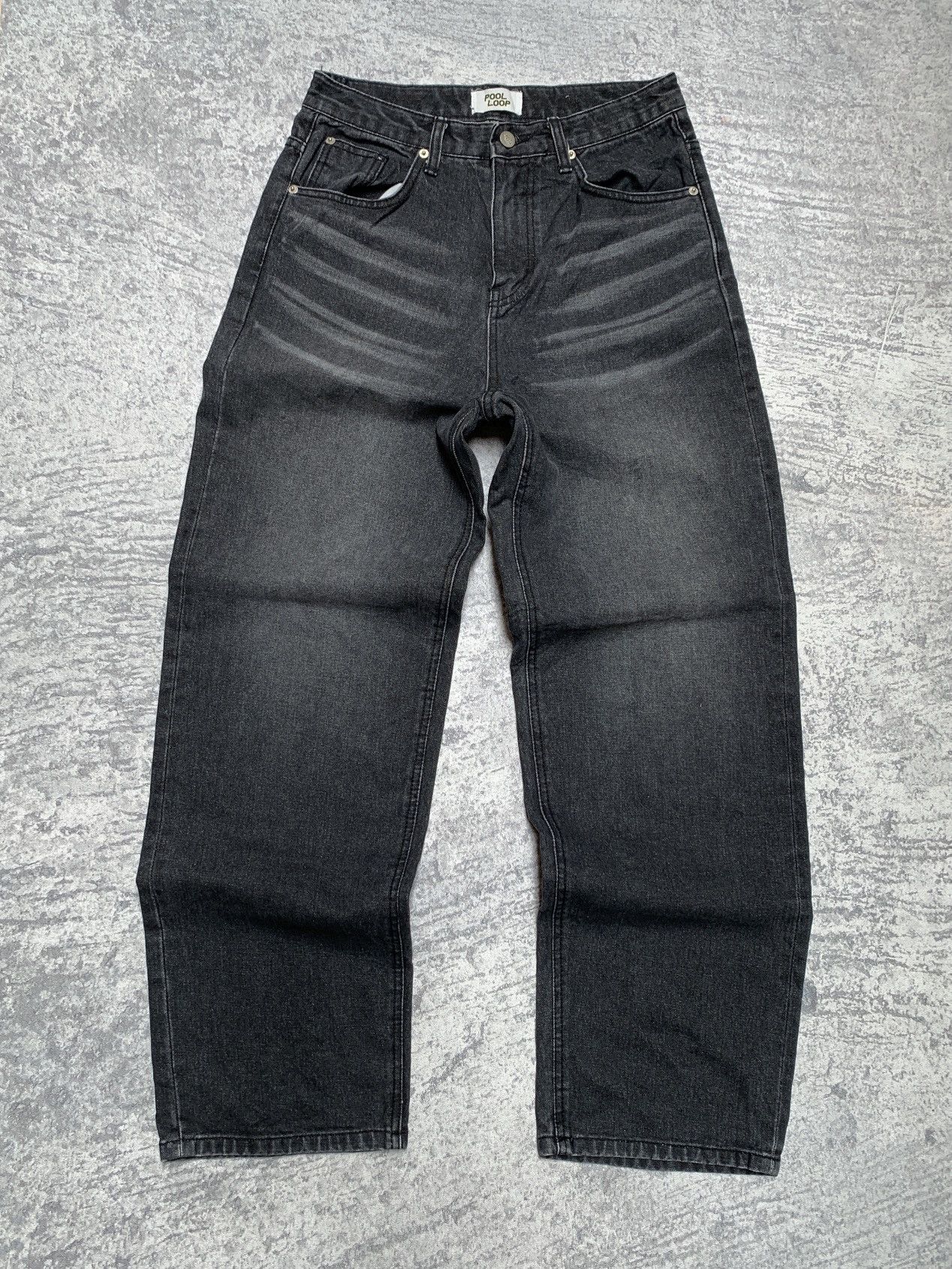 Japanese Brand Pool Loop Rough Faded Black Baggy Jeans | Grailed