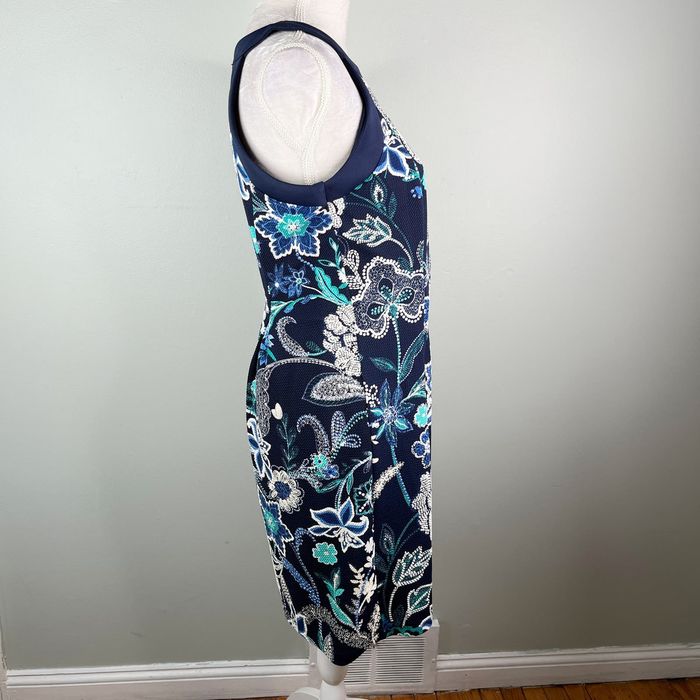 Other Enfocus Studio Dress 10 Navy Floral Sleeveless Stretch | Grailed