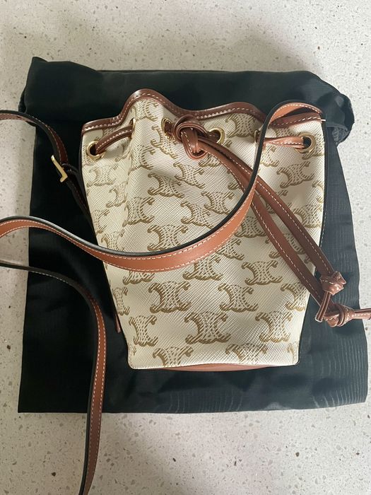 Celine Celine Mini/Micro Drawstring Bucket Bag Triomphe Canvas | Grailed