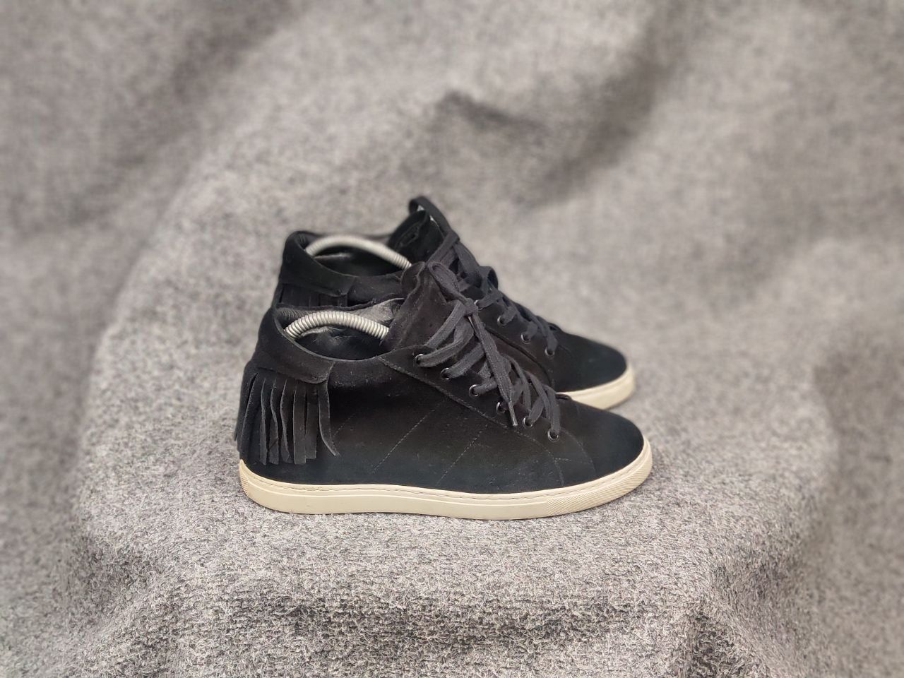 Designer × Iro × Streetwear IRO Design suede leather black Lace hi top ...