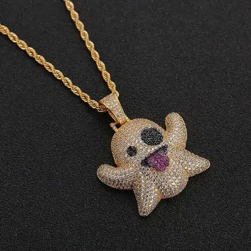 Vintage Iced Out Ghost of Grimace Necklace | Grailed