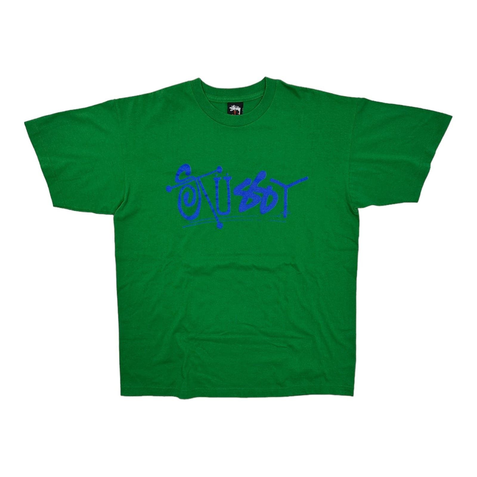 Stussy Stussy Logo Short Sleeve Tee Shirt Green Vintage Grailed