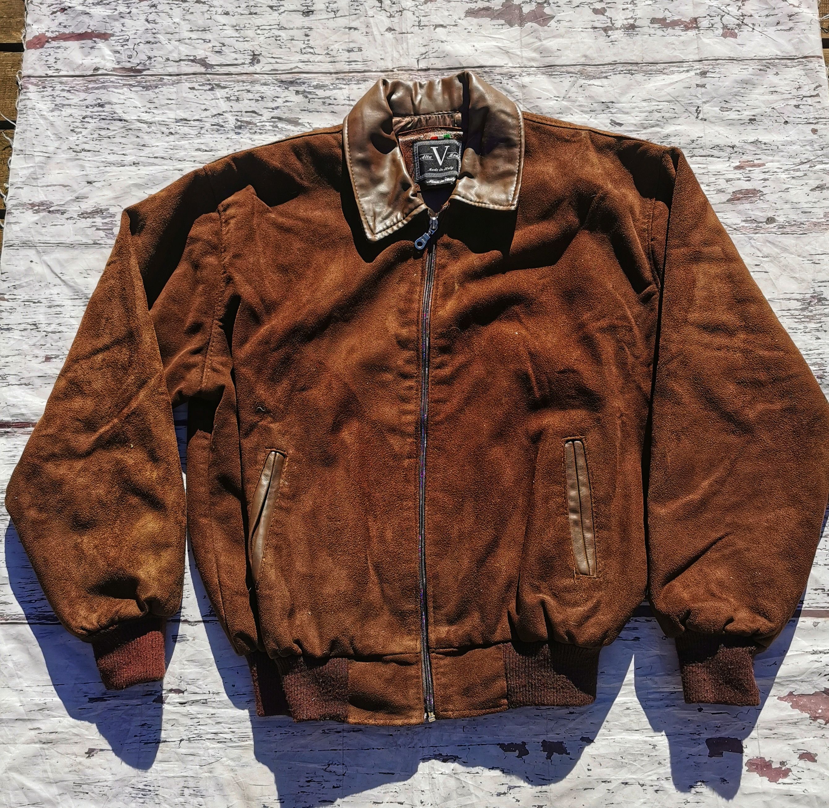 Vintage Brown nubuk alta moda leather jacket vintage boxy | Grailed