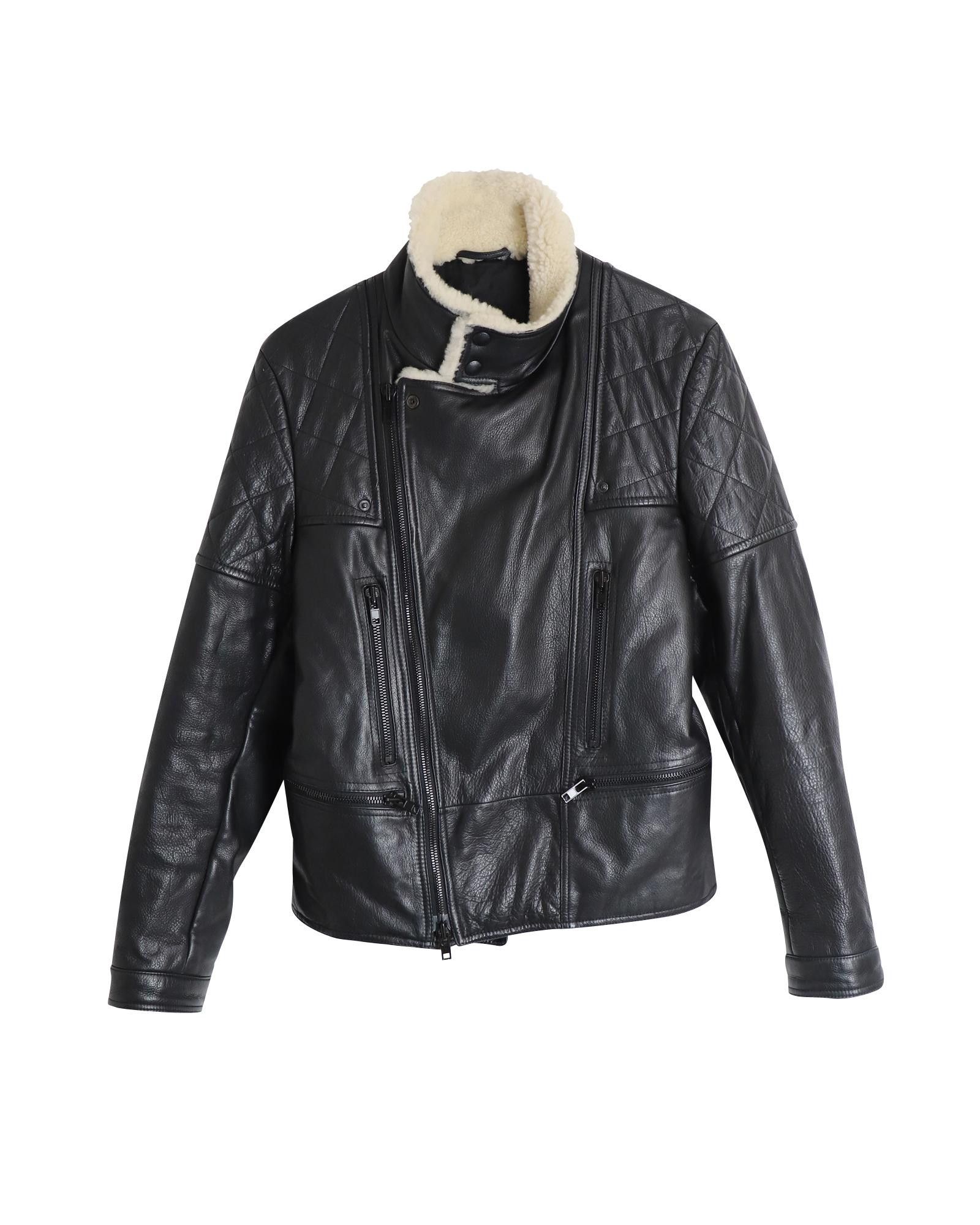 Givenchy Givenchy Shearling-Trimmed Quilted Jacket in Black Leather ...