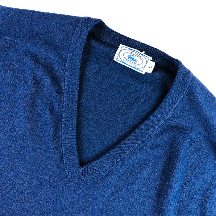 Izod VTG IZOD Lacoste Men's Wool V-Neck Sweater Navy Blue • Size Large | Grailed