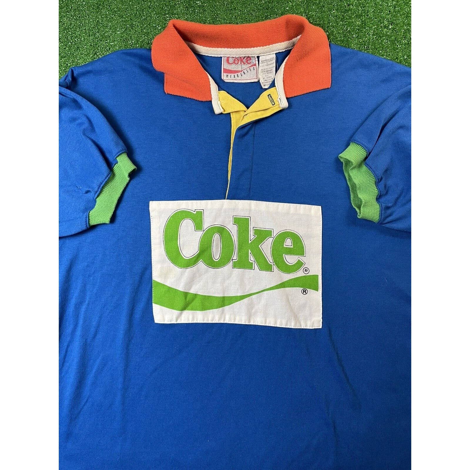 Coca Cola Vintage 80s Coca Cola Coke Blue Medium Polo Shirt USA | Grailed