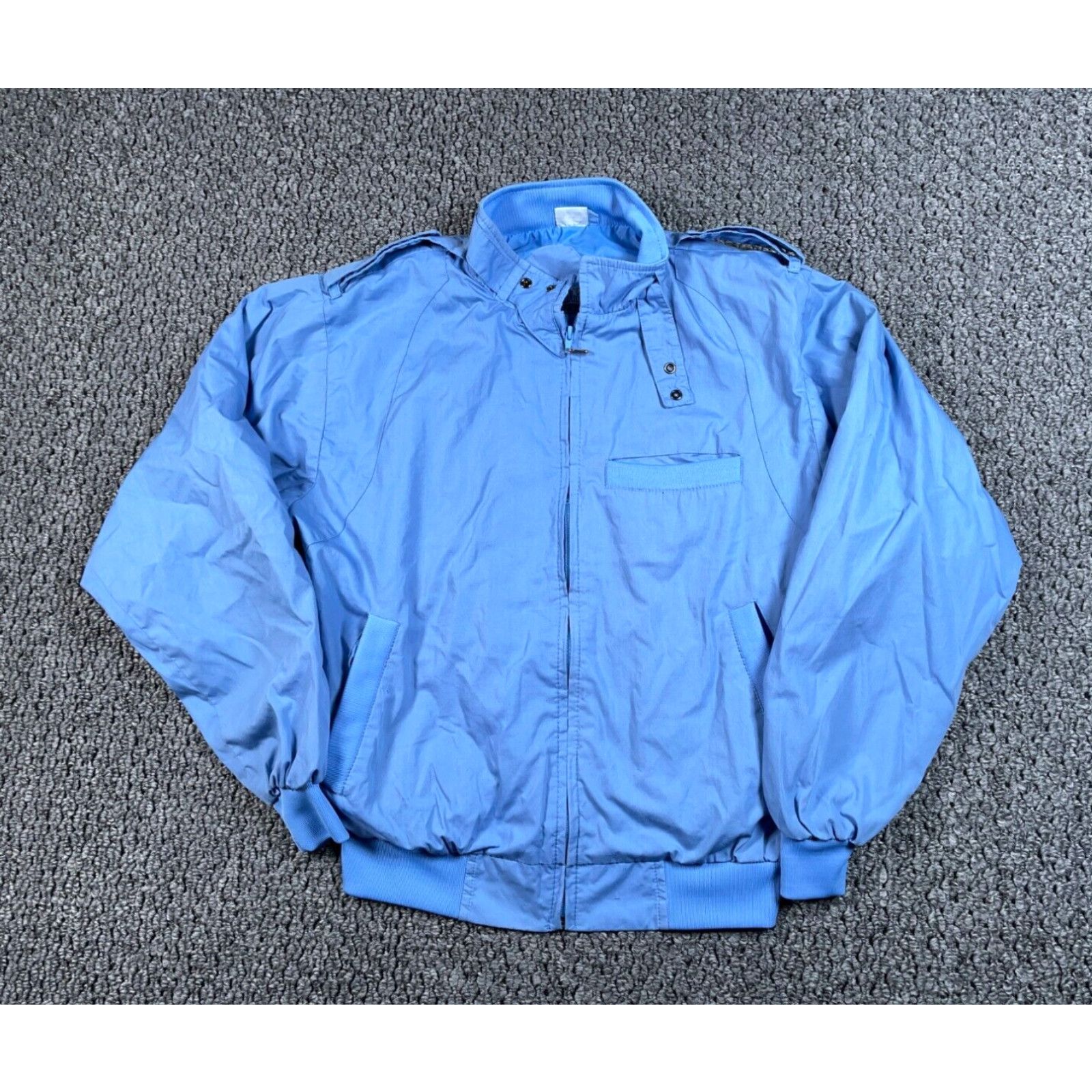 Vintage VTG 80s Lightweight Zip Bomber Jacket Adult Medium Sky Blue ...