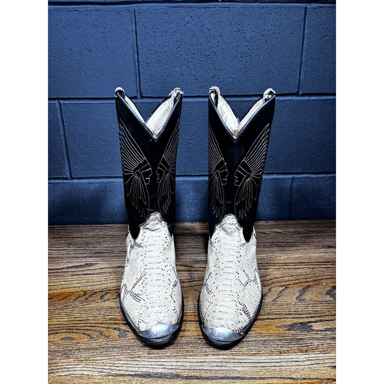 Other Vintage Genuine Snakeskin Grey Western Indian Chief Boots | Grailed