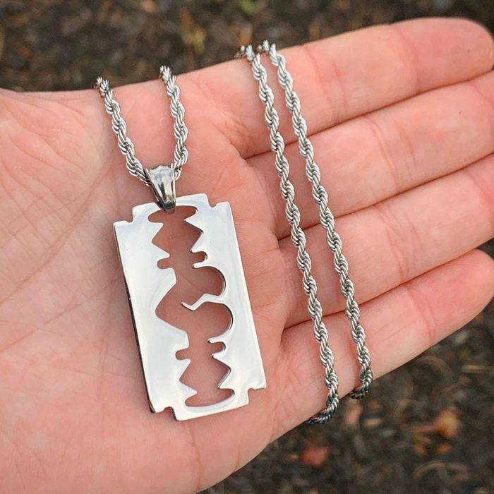 Cuban Link Chain Razor Heart Necklace | Rope Chain | Figaro Chain Cuban ...