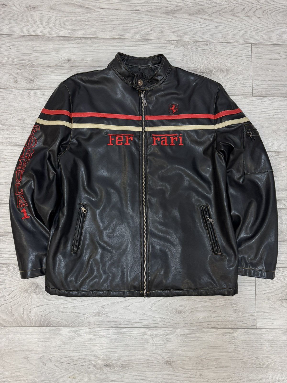 Ferrari VINTAGE Ferrari Leather Jacket Rare F1 Streetwear Racing | Grailed