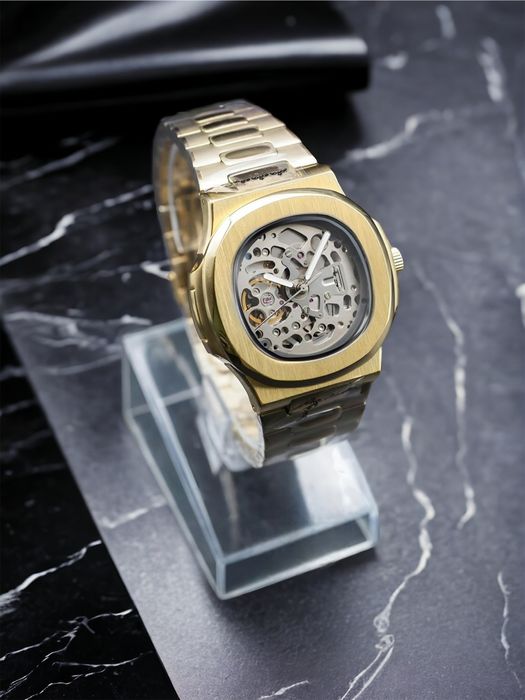 Seiko Seiko Mod Nautilus Skeleton 41mm Gold Automatic Luxury Watch ...