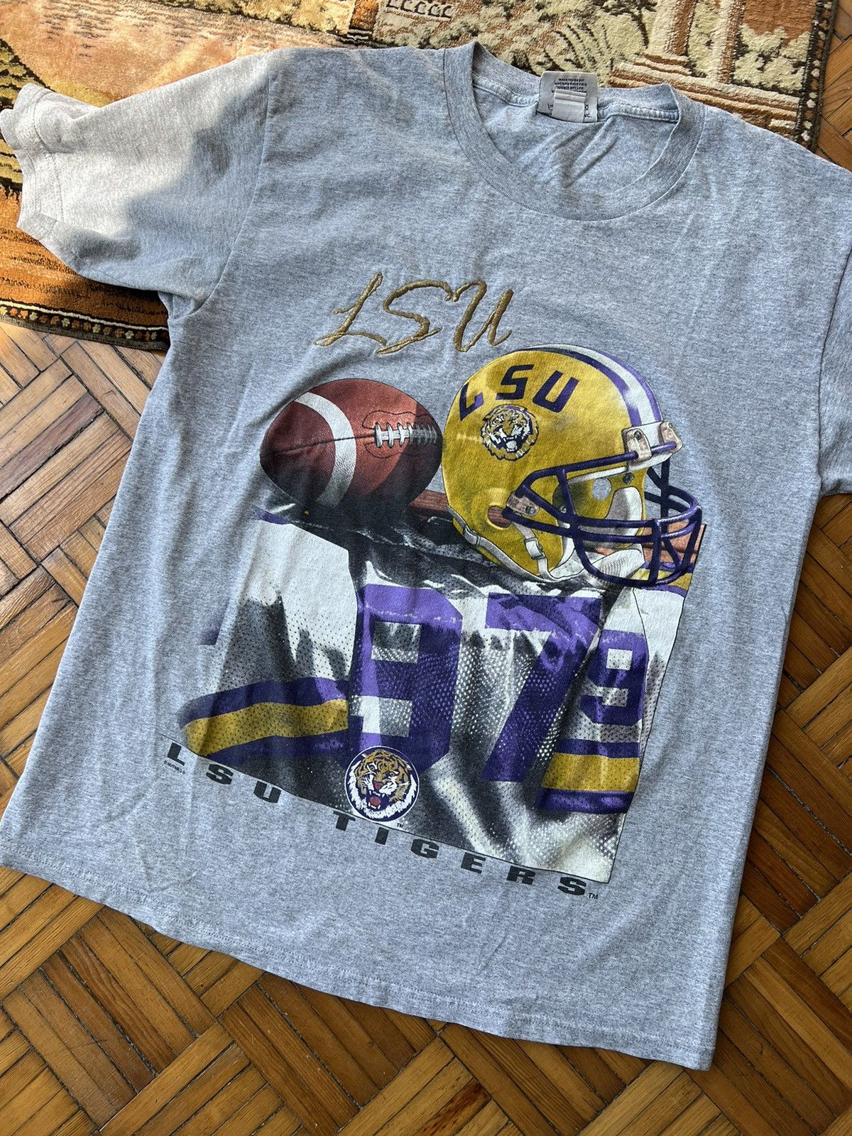 Vintage 90s NUTMEG LSU Tigers Equipment Embroidered Helmet Jersey | Grailed