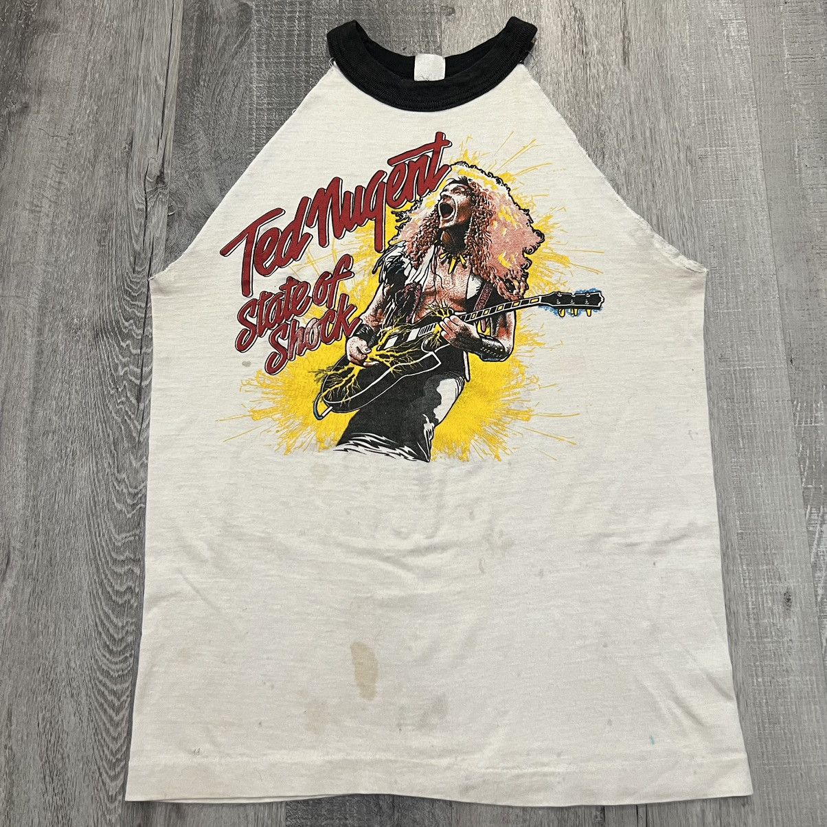 Vintage Ted Nugent State Of Shock 1979 Chopped Raglan Metal Band Tee ...
