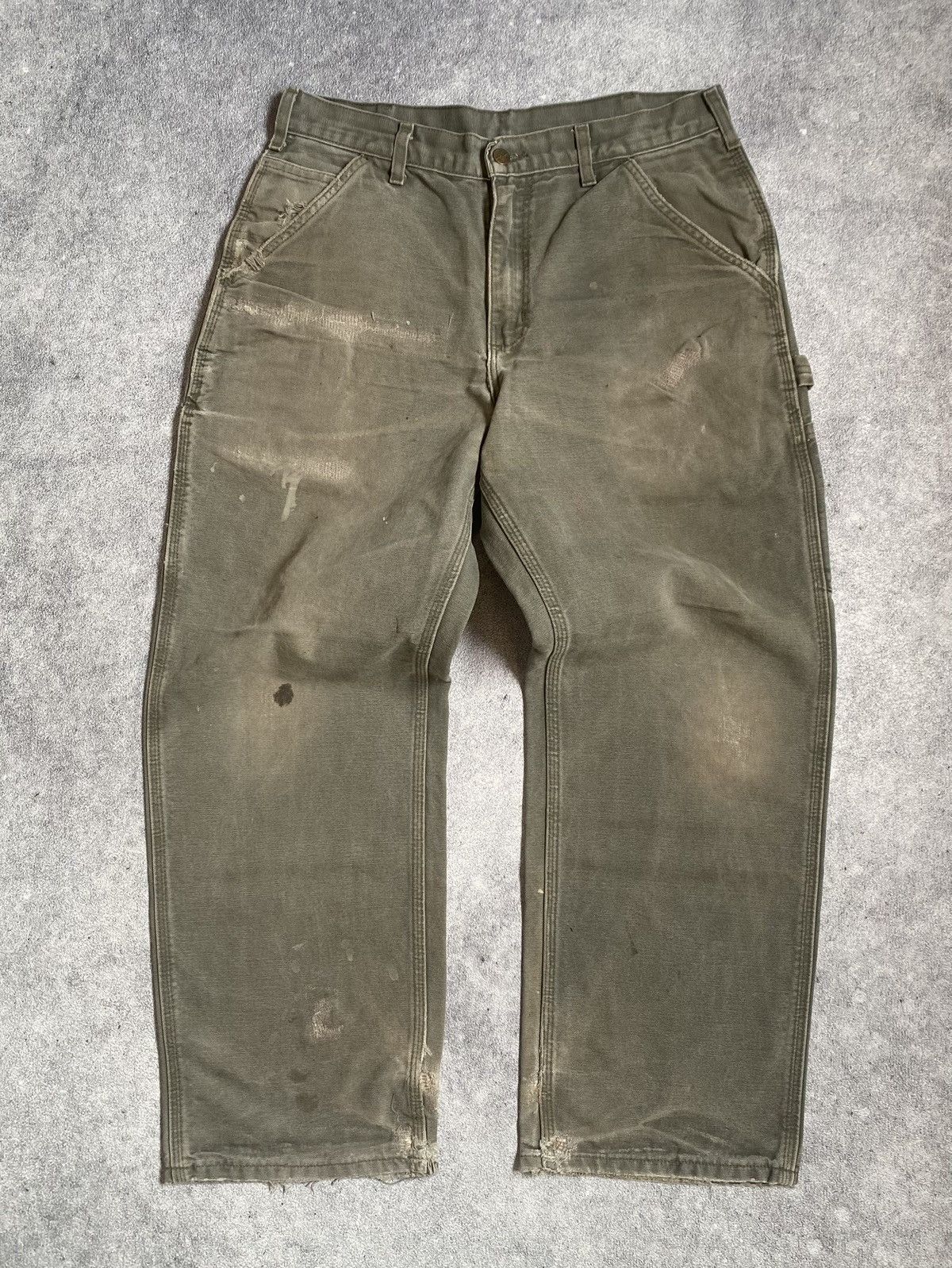 Carhartt × Streetwear × Vintage MOSS Green Repaired & Stained Carhartt ...
