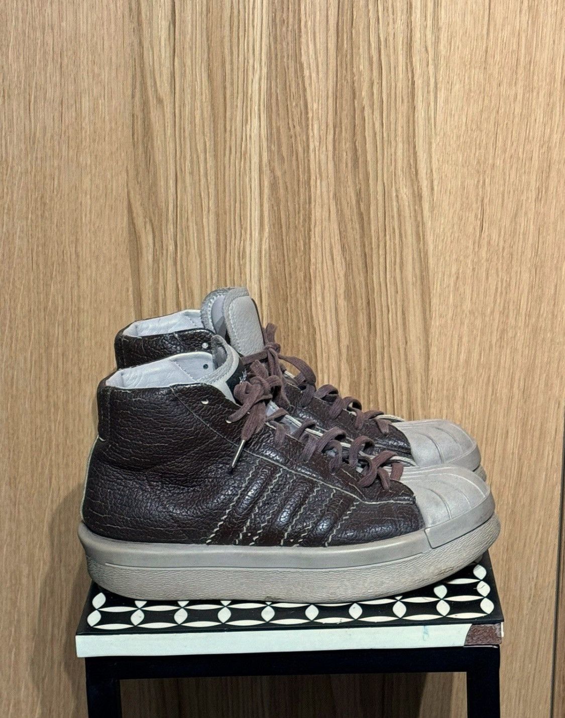 Adidas AW16 MASTODON PRO MODEL SHELL TOE RICK OWENS CRACKED LEATHER ...