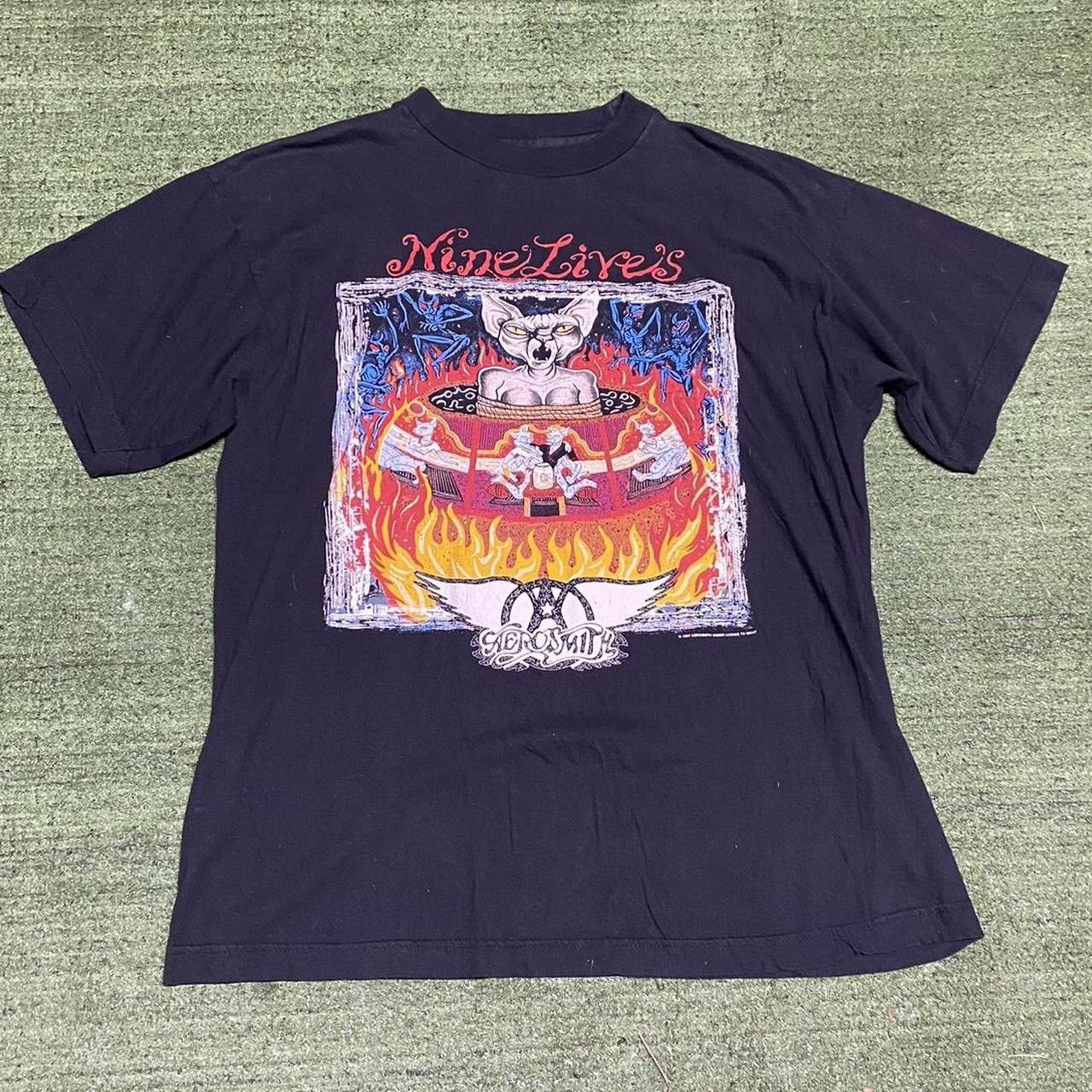 Band Tees × Streetwear × Vintage Vintage 1997 AeroSmith 9 lives band t ...