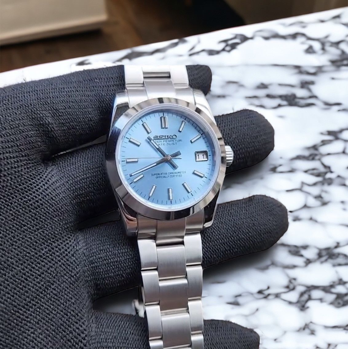 Seiko Seiko Mod Datejust Ice Blue Dial Oyster Steel Watch 39mm | Grailed