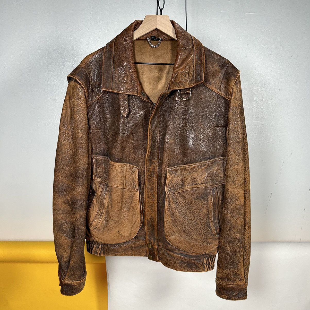 Fidelity × Genuine Leather × Vintage Vintage brown leather aviator ...